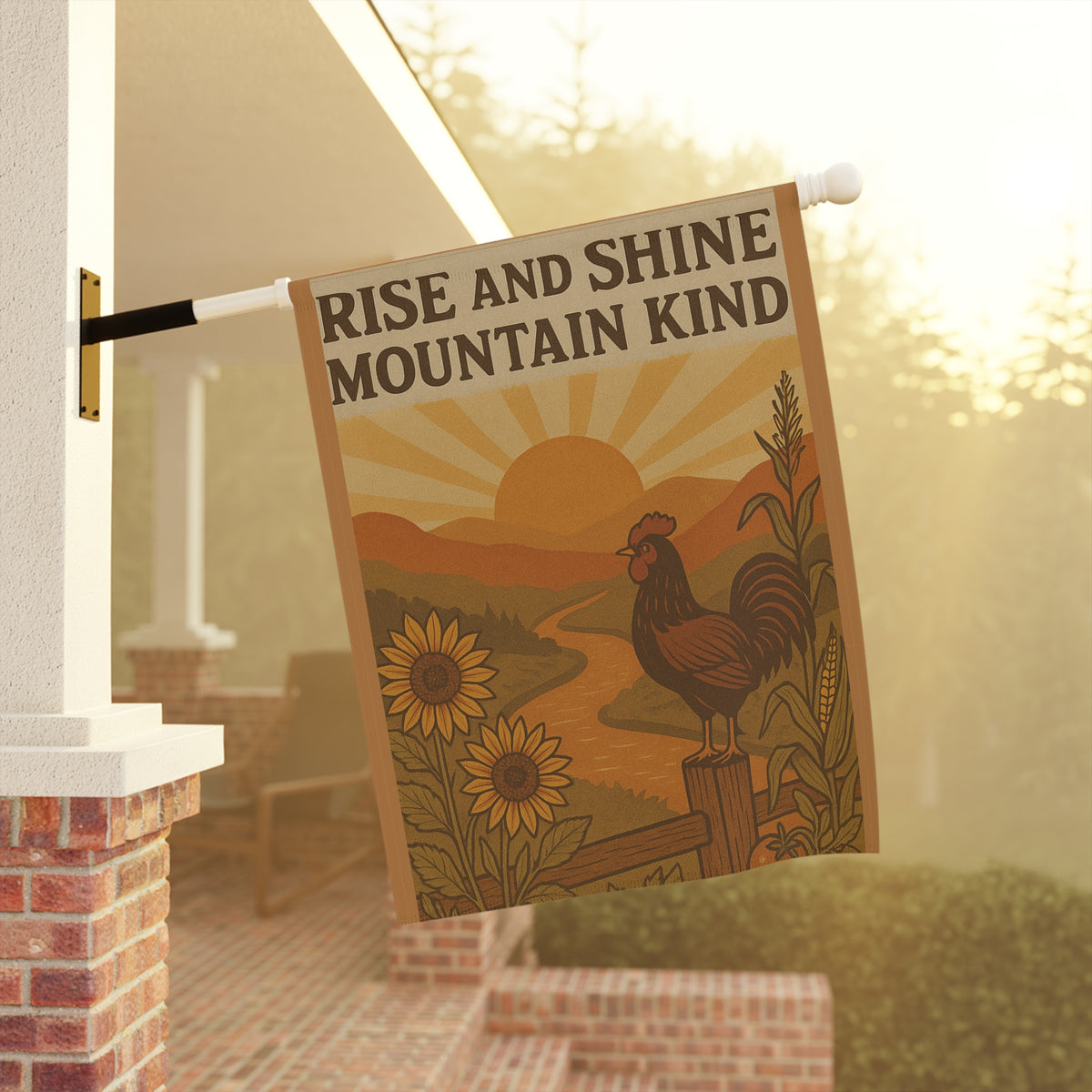 Farnhouse Garden Banner - Rise and Shine, Farmhouse Decor, Outdoor Fla ...