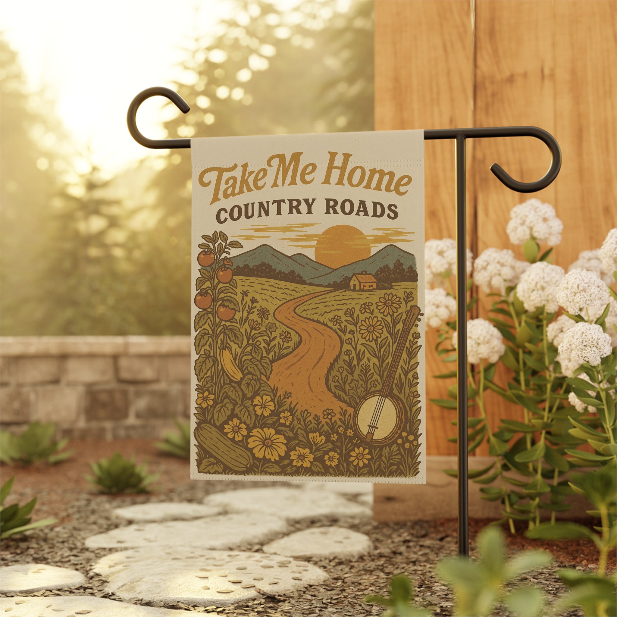 Take Me Home Country Roads Garden Flag, Rustic West Virginia Outdoor D ...