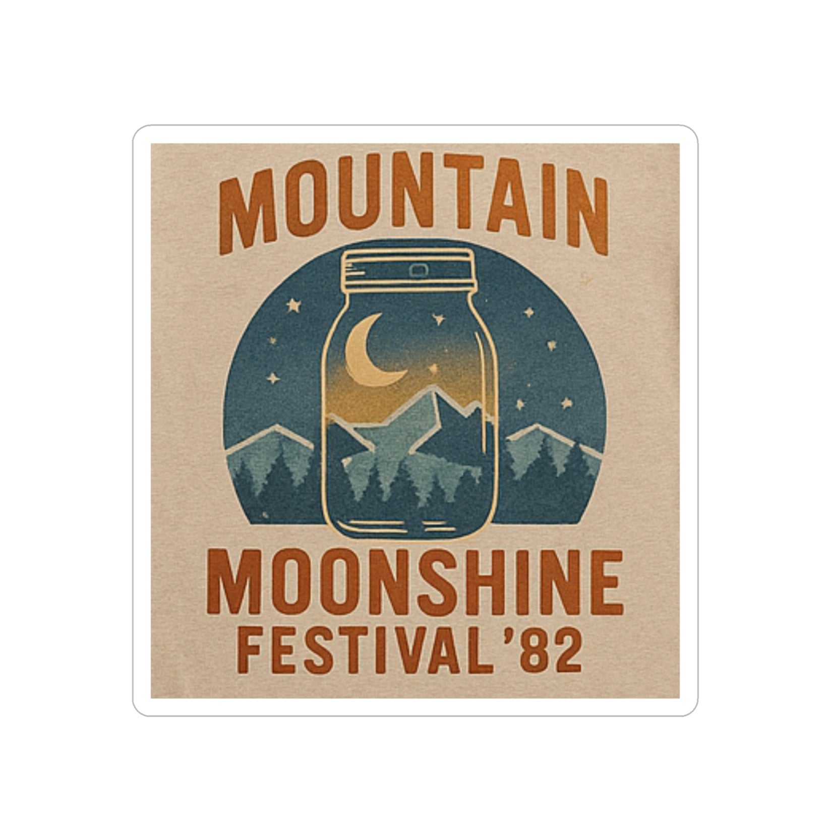 Mountain Moonshine fest Die-Cut Outdoor Sticker, Vintage Country Decal – Cobalt Threads