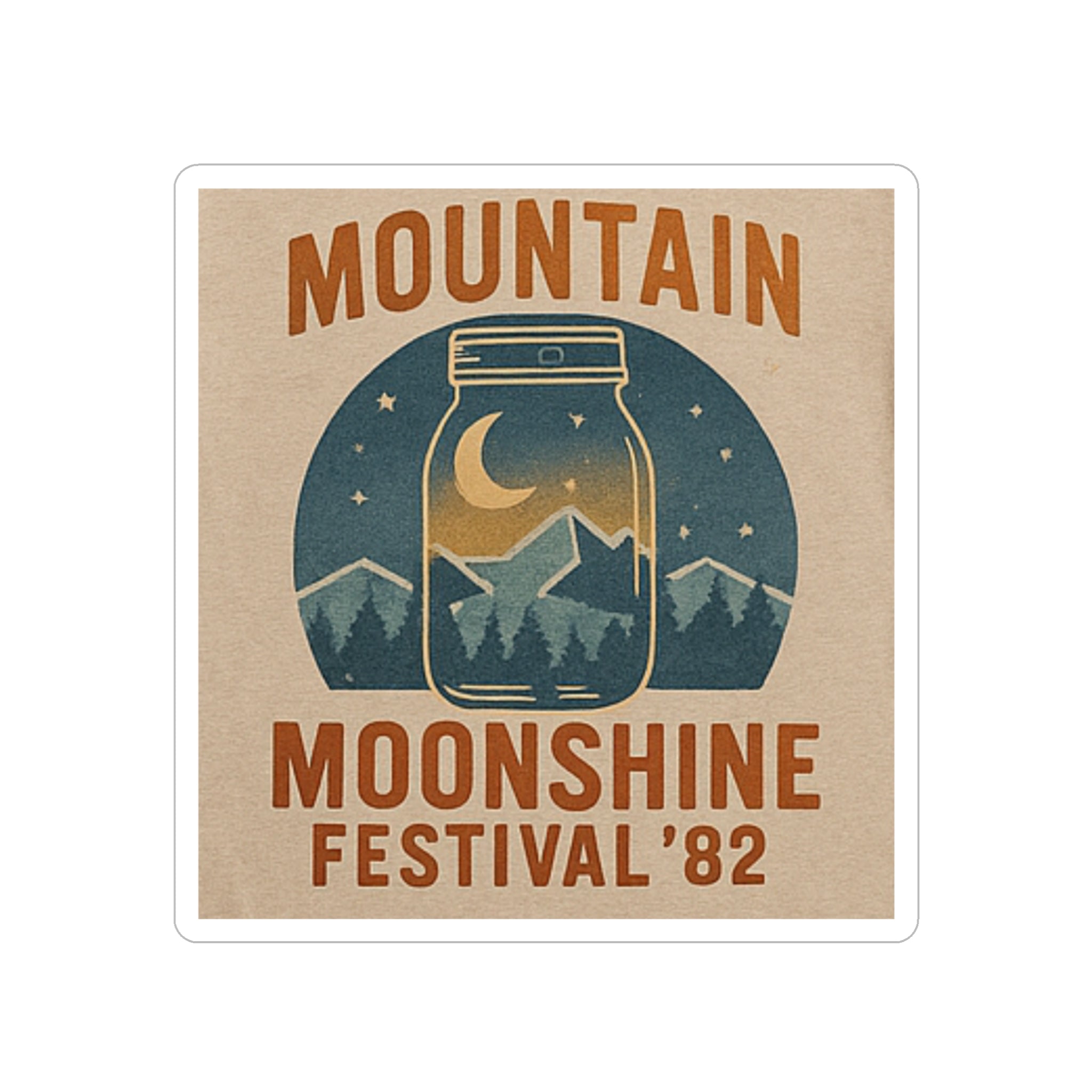 Mountain Moonshine fest Die-Cut Outdoor Sticker, Vintage Country Decal ...