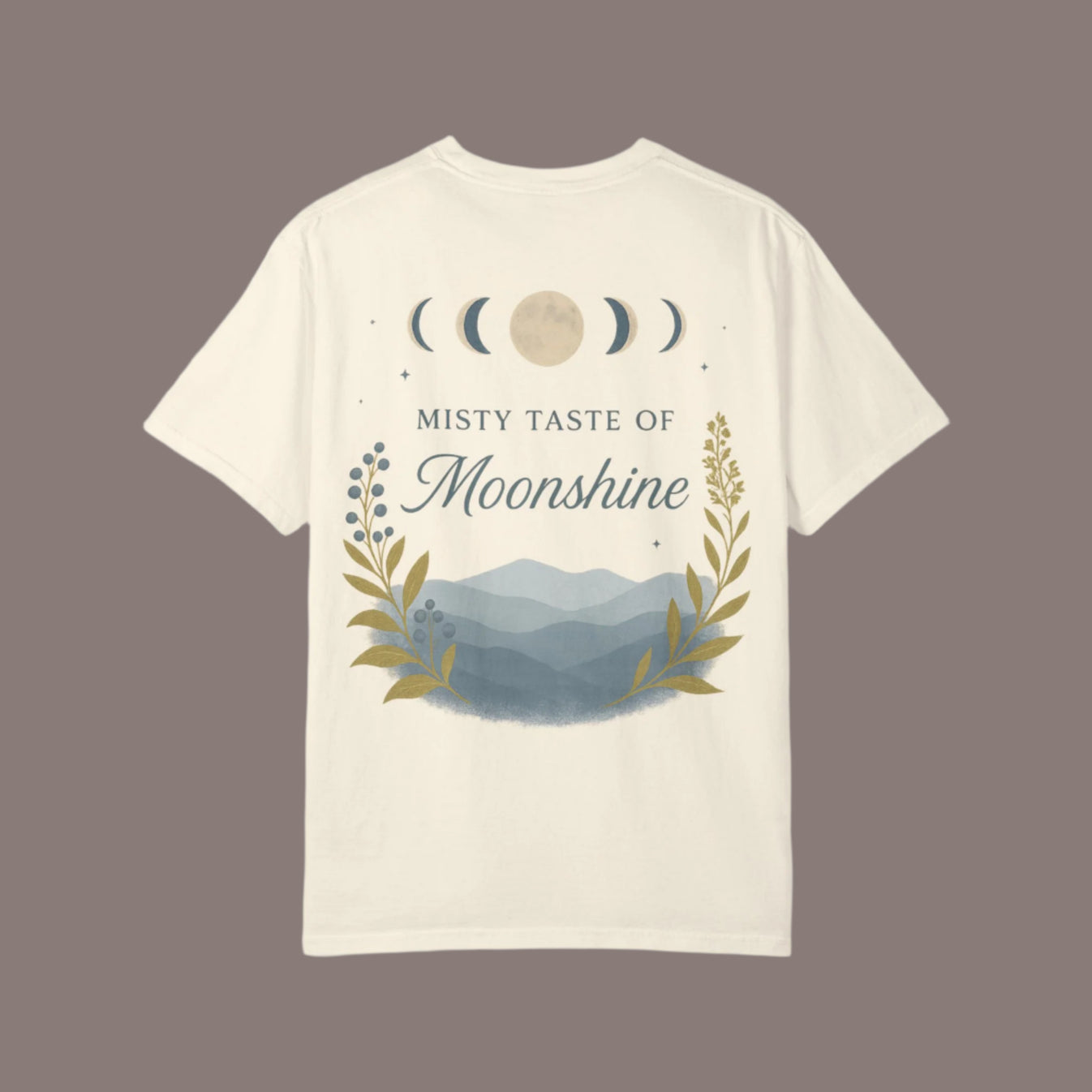 Misty taste of Moonshine, Country Roads WV, Moon phases t shirt in bea ...
