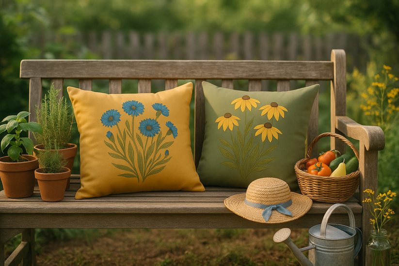 Wildflower Golden yellow Square Pillow for Home Decor, Floral Accent C ...